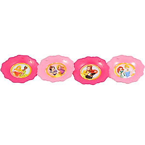 Disney Princess Playset Dinnerware Set - Plastic Princess Pretend Play Tea Time Play Set for Girls Kids Toddlers with Disney Princess Stickers and More