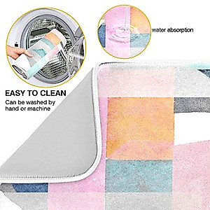 Abstract Geometric Modern Watercolor Dish Drying Mat 16"x18" Absorbent Machine Washable Hanging Fast Dry Pad Dish Protective Mat for Kitchen Countertop Heat Resistant Dinner Table Mat