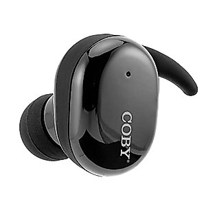 Coby TruFit Lightweight True Wireless Earbuds with Charging Case - in Ear Earbuds Wireless Bluetooth 5.0 - Music Controls, Call Functions, 16-HR Battery Life - Great for Travel, Home, School (Black)