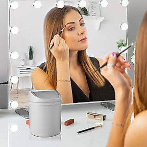 Generic Desktop Garbage Can, Living Room Trash can, Trashcans, Unique Cute Trashcans with Lid, Portable Garbage Bin Funny Waste Can for Bedrooms Dormitories Living Rooms Tables Desks, grey