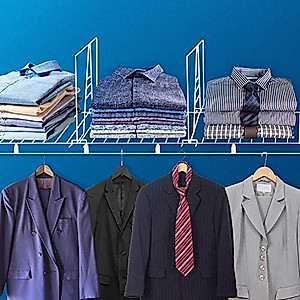 Urban Deco Shelf Dividers for Closet Organization - Wire Closet Shelving Sturdy Closet Shelf Organizer Steel Closet Dividers Linen Closet Organizer - White Coated Wire Shelf Organizer - Pack of 8