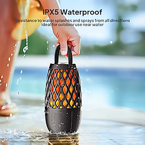 Outdoor Speakers, Gift for Men, Multi-Sync Bluetooth Wireless Speaker with Flame Lights, Built-in DSP HD Stereo Sound, Cool Tech Gadgets for Him, IPX5 Waterproof for Hot Tub|Outside|Patio|Porch