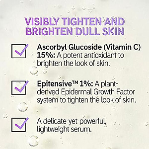The INKEY List 15% Vitamin C + EGF Serum, Illuminate and Regenerate Dull Skin, Improve Skin Elasticity, 1.0 fl oz