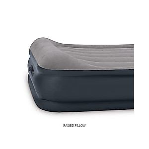 INTEX 64131ED Dura-Beam Plus Deluxe Pillow Rest Air Mattress: Fiber-Tech – Twin Size – Built-in Electric Pump – 16.5in Bed Height – 300lb Weight Capacity