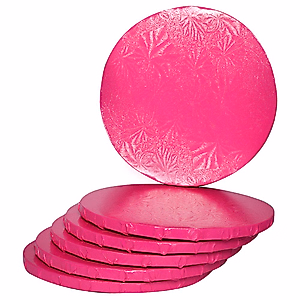14 inch Pink Round Sturdy Cake Board Drums for Displaying Cakes, 1/2 inch Thick, (1-Pack)
