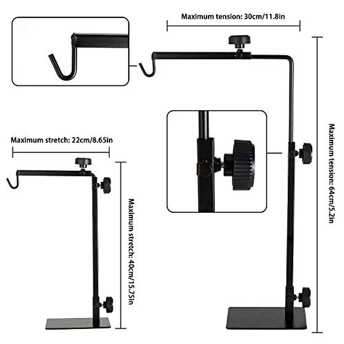 BOEESPAT Reptile Lamp Stand Adjustable Metal Lamp- Light Holder Stand Landing Lamp Stand Bracket for Reptile Glass Terrarium Amphibians and Lizards, Turtles and Snakes and Other Cold-Blooded Animals