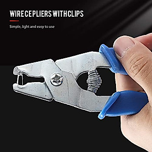 300 Pieces Wire Cage Clips with 1 Piece Wire Cage Buckle Snap Plier for Chicken Pet Dog Cat Cage (Silver, Blue)
