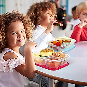 Potchen 17 Pcs 4 Compartment Bento Snack Box and 3 Compartment Lunch Box Containers for Kids and Adults Reusable Lunchable Containers Snack Box Container for School, Work and Travel