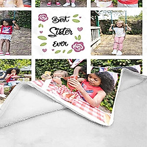 LUHAH Best Sister Ever Blanket, Customized Blanket with Picture, Personalized Throw Blanket for Sofa, Couch, Bed, 30x40 Inches