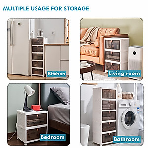 32Qt Plastic Storage Bins Organizer 4 Tier, Stackable Bins for Storage, Storage Boxes with Lids, Storage Containers Organizer for Bedroom Living Room Kitchen Study Office, Durable Folding Storage Boxe