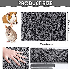 Chumia 3 Packs Guinea Pig Cage Liners Bedding Bulk, Chicken Nesting Pads Reusable Fleece Blanket for Rabbit Small Animals Cage Absorbent Pee Pad Supplies Bed Mat (Gray,16 x 24 Inch)