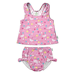 i play. by green sprouts Two Piece Tankini with Snap Reusable Swim Diaper | Baby Girl Swimsuit | Lightweight, Patented Design