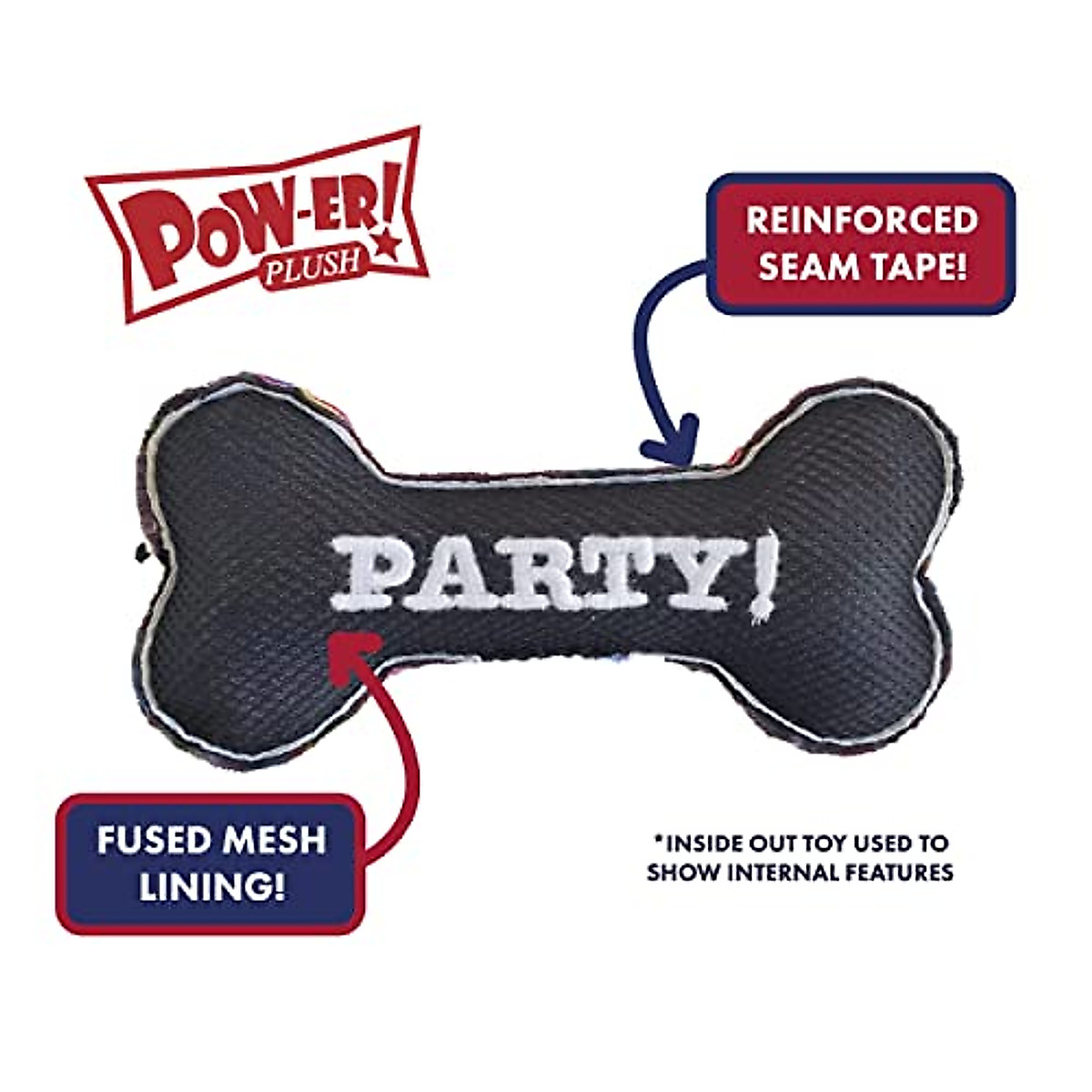 H&K for Dogs Power Plush | Pups Blue Ribbon (Small) | Funny Dog Toy | Dog Toy with Squeaker | Dog Gift | Fun, Durable, and Safe | Squeaky Dog Toy