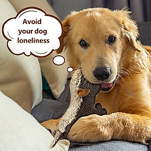 IOKHEIRA Dog Plush Toys for Aggressive Chewers, Indestructible Dog Squeaky Toys with Crinkle Paper, Durable Teething Chew Toys for Medium and Large Breed (Grey)