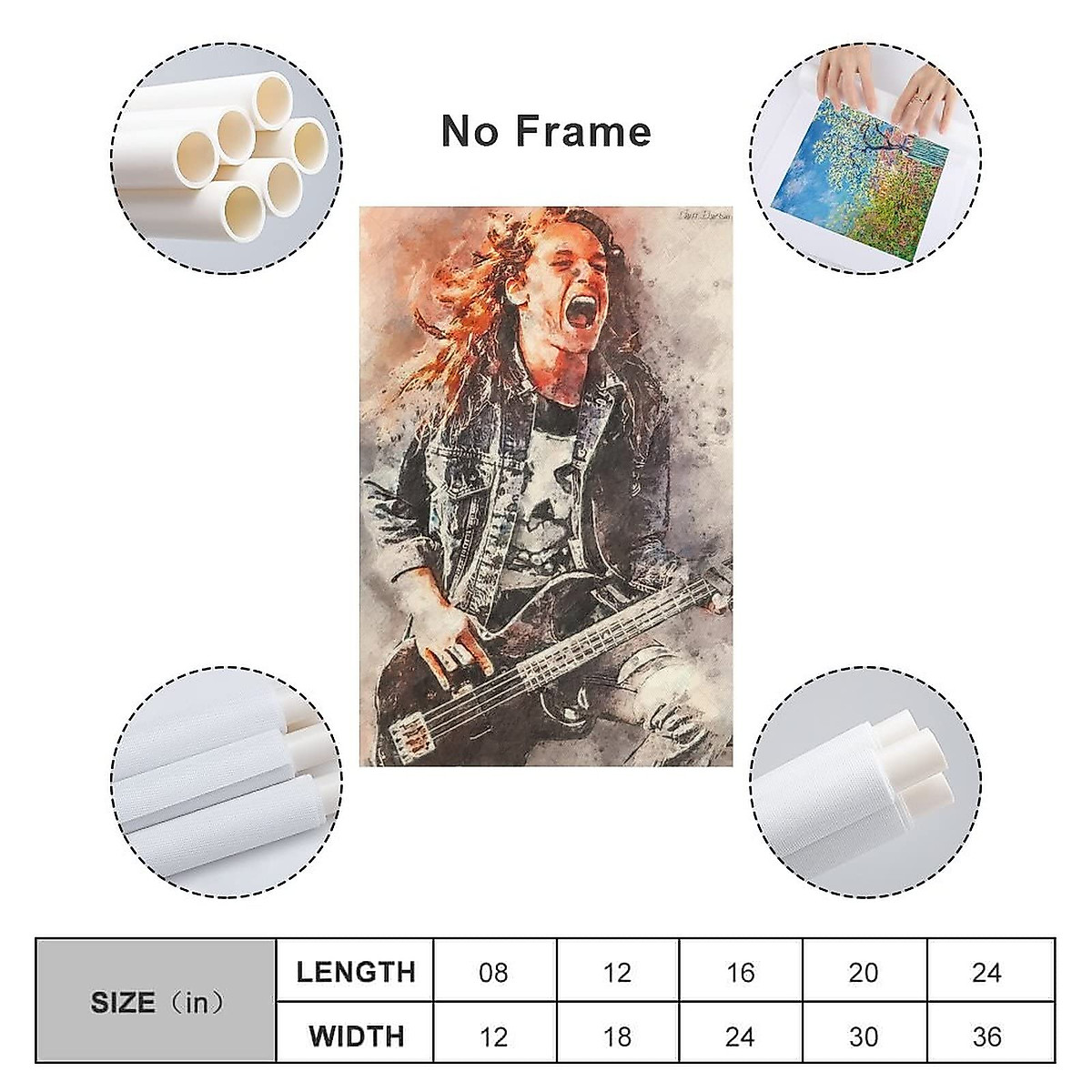 KRIADO Rock Bassist Cliff_Burton Rock Live Canvas Poster Bedroom Decor Sports Landscape Office Room Decor Gift 12x18inch(30x45cm)