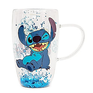 Disney Lilo & Stitch Ohana Means Family Confetti Glass Mug | Holds 15 Ounces