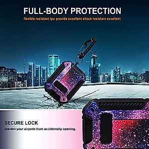 LOKYICOK Compatible with AirPods Pro 2nd Generation Case 2022, Secure Lock Clip Carbon Fiber Airpod Pro 2 Case with Keychain,Full Body Shockproof Hard Shell Protective Cover for AirPod Pro 2 (Red)