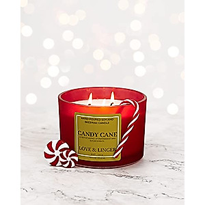 Peppermint Candle | Christmas Candles | Luxury Soy & Beeswax Candles for Home | 16 oz. Large Jar 3 Wick Candle | Candy Cane Candles | Winter Candle | Holiday Candle