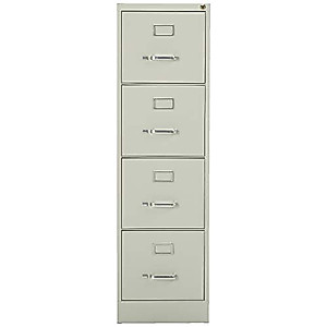 Lorell 4-Drawer Vertical File with Lock, 15 by 26-1/2 by 52-Inch, Light Gray