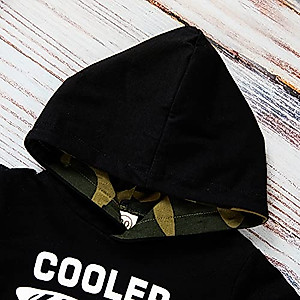 Viworld Baby Boy Pant Outfits Cooler Version of Dad Hoodie Camouflage Pants 2Pcs Casual Clothes(Black,3-4T)