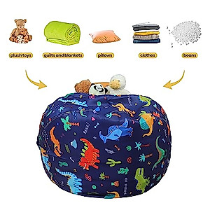 decalsweet Bean Bag Chair for Kids 32'' Stuffed Animal Storage Beanbag Chairs,Toddler Toy Storage Organizer for Girls and Boys,Cover(No Filling) Only
