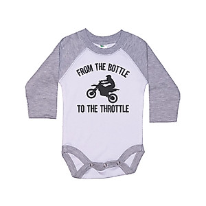 Ebenezer Fire Motocross Onesie/From The Bottle To The Throttle/Baby Dirt Bike Outfit/Raglan (3-6M, GREY)