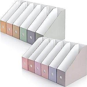 Colarr 12 Pcs Cardboard Magazine Holders 12 Colors Magazine Storage Box with Label Stickers Magazine File Organizer Folder Book Holder for Desk Desktop Document Organizer for School (Dreamy Colors)