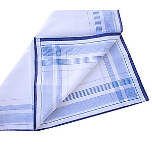Men's handkerchiefs 100% Cotton White Color Border Hankies Pocket Square 43cm Square 9PCS
