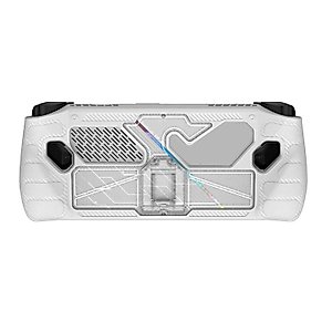 Protective Case with Foldable Kickstand for ASUS Rog Ally 2023 Release Handheld Game Console Full Body Drop-Proof Protector Stand Case with Shockproof,Non-Slip,Anti-Collision (White+Clear)