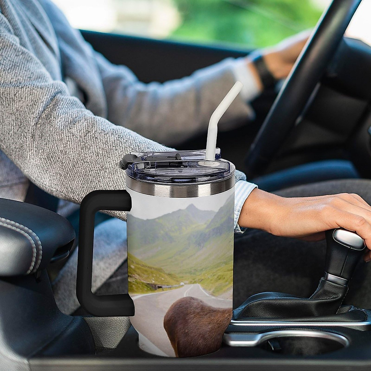 Niapessel Leak Proof Tumbler, Insulated Water Bottles with Straw, Funny Donkey Insulated Cup with Handle 40 Oz Stainless Steel Flask for School, Travel, Car, Sports, Work