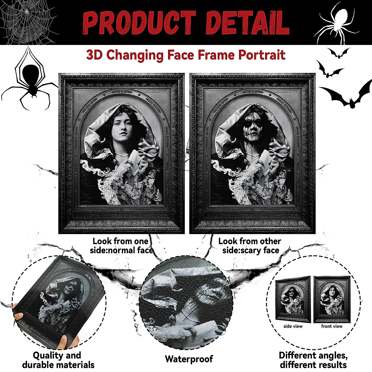 20 PCS Halloween Scary 3D Portraits for Spooky Decor