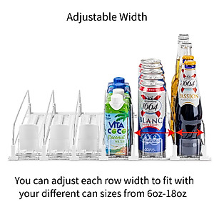 Baraiser Drink Organizer for Fridge, Self-Pushing Soda Can Organizer for Refrigerator, Width Adjustable Pusher Glide, Automatic Drink Dispenser (6 Rows, White)