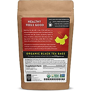 Organic Black Tea Bags | 100 Tea Bags | Eco-Conscious Tea Bags in Kraft Bag | Raw from China | by FGO