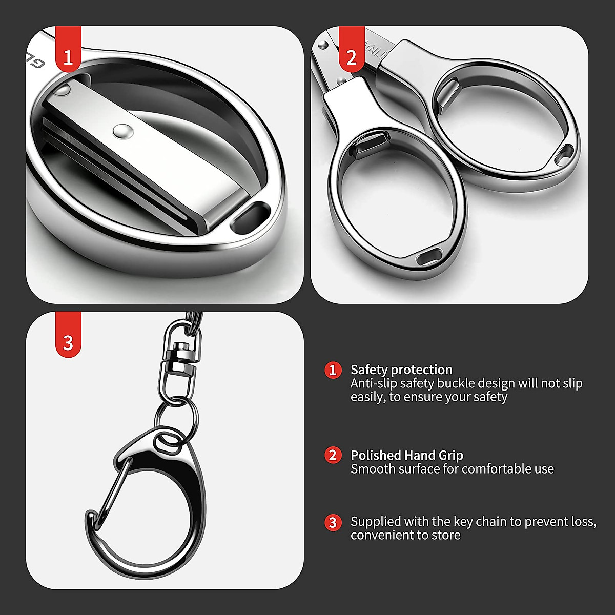 Folding Scissors, 2 PCS Secure Portable Keychain Travel Scissors, Stainless Steel Retractable Knife, Secure Portable Travel Travel Scissors for Home, Office, Fishing