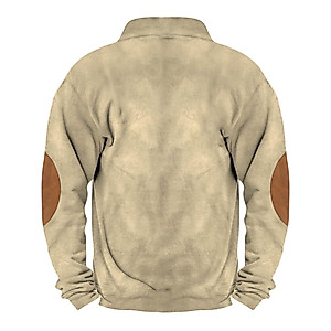 Mens Vintage Sweatshirt Casual Henley Pullover Waffle Button Up Sweater Long Sleeve Shirt with Patched Elbow WorkoutHoodiets For Men Hoodies Black Sweatshirt,(E-Khaki,XXL)