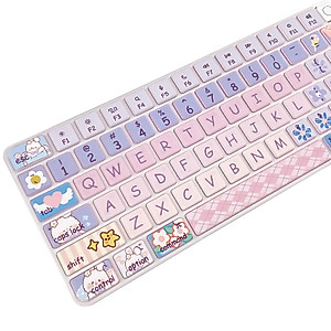 Cute Keyboard Cover Skin for 2021 Apple iMac Magic Keyboard (Model: A2520) with Numeric Keypad and Touch ID, Silicone Keyboard Protector, US Layout, Cute Bunny