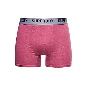 Superdry Mens Organic Cotton Boxers Triple Pack, Elasticated Waistband Burgundy/Red/Pink Size Xl