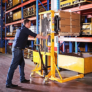 APOLLO Manual Forklift Hand Pallet Stacker 2200lbs Capacity 63" Lifting Height with Straddle Legs and Adjustable Forks