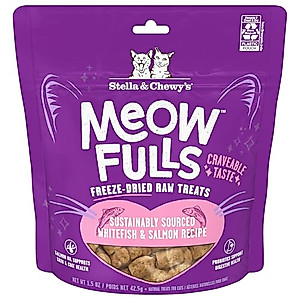 Stella & Chewy's Meowfulls Freeze Dried Cat Treats Whitefish & Salmon Recipe, 1.5 oz Bag
