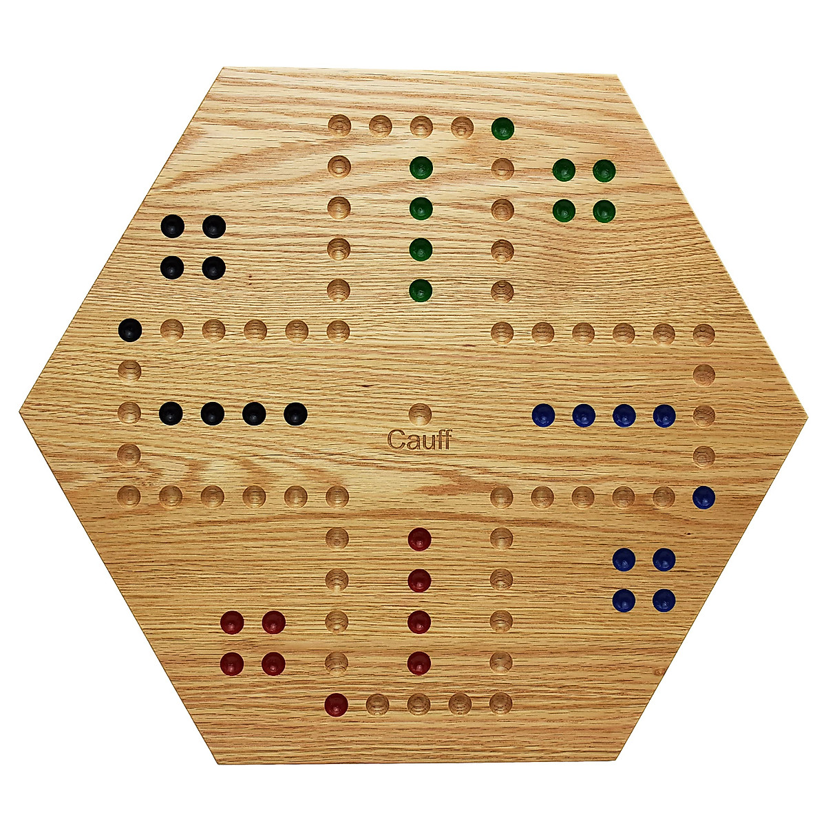 Solid Oak Double Sided Marble Board Game Hand Painted by Cauff (20 inch)