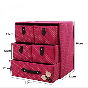 PILER Foldable Storage Box Bra Underwear Closet Organizer Drawer Divider Kit Set of 5 Dark Containers Divider with Drawers （blue）