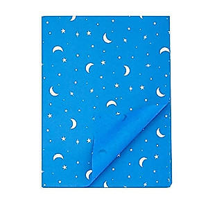 Moon and Stars Gift Wrap Tissue Paper for Bags, 3 Blue Colors (20x26 in, 60 Sheets)