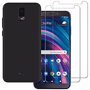 Ansxder Ultra-Thin Slim Fit TPU Case for Blu View 3 B140dl Phone + 2 Pack Tempered Glass Screen Protector