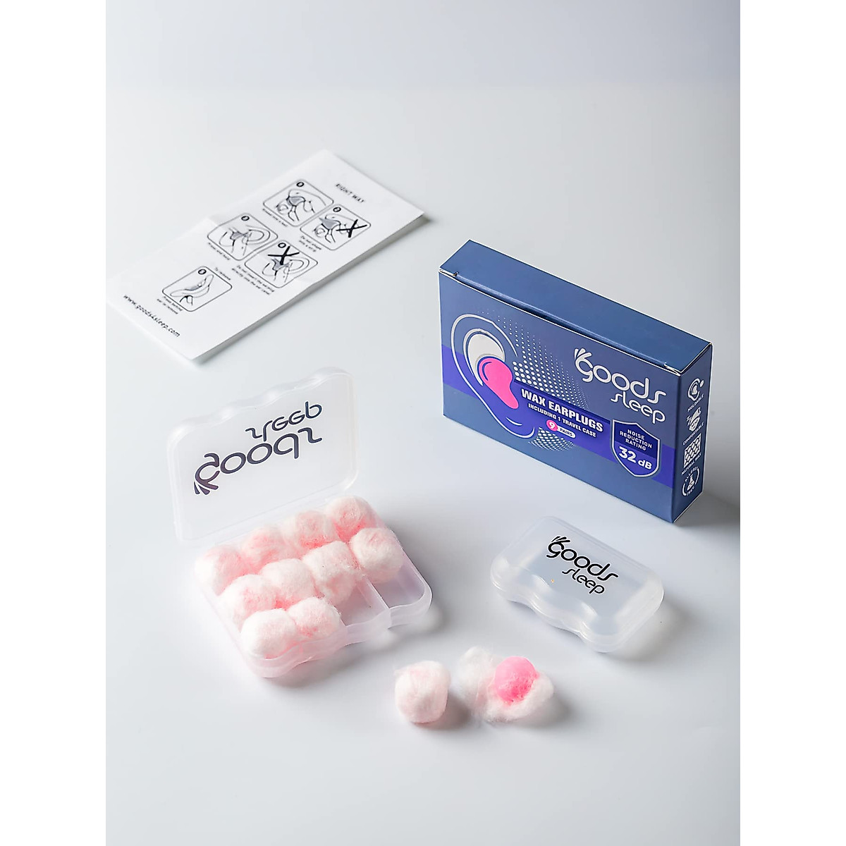 Soft Wax Earplugs & Travel Case,18 pcs, 32 dB