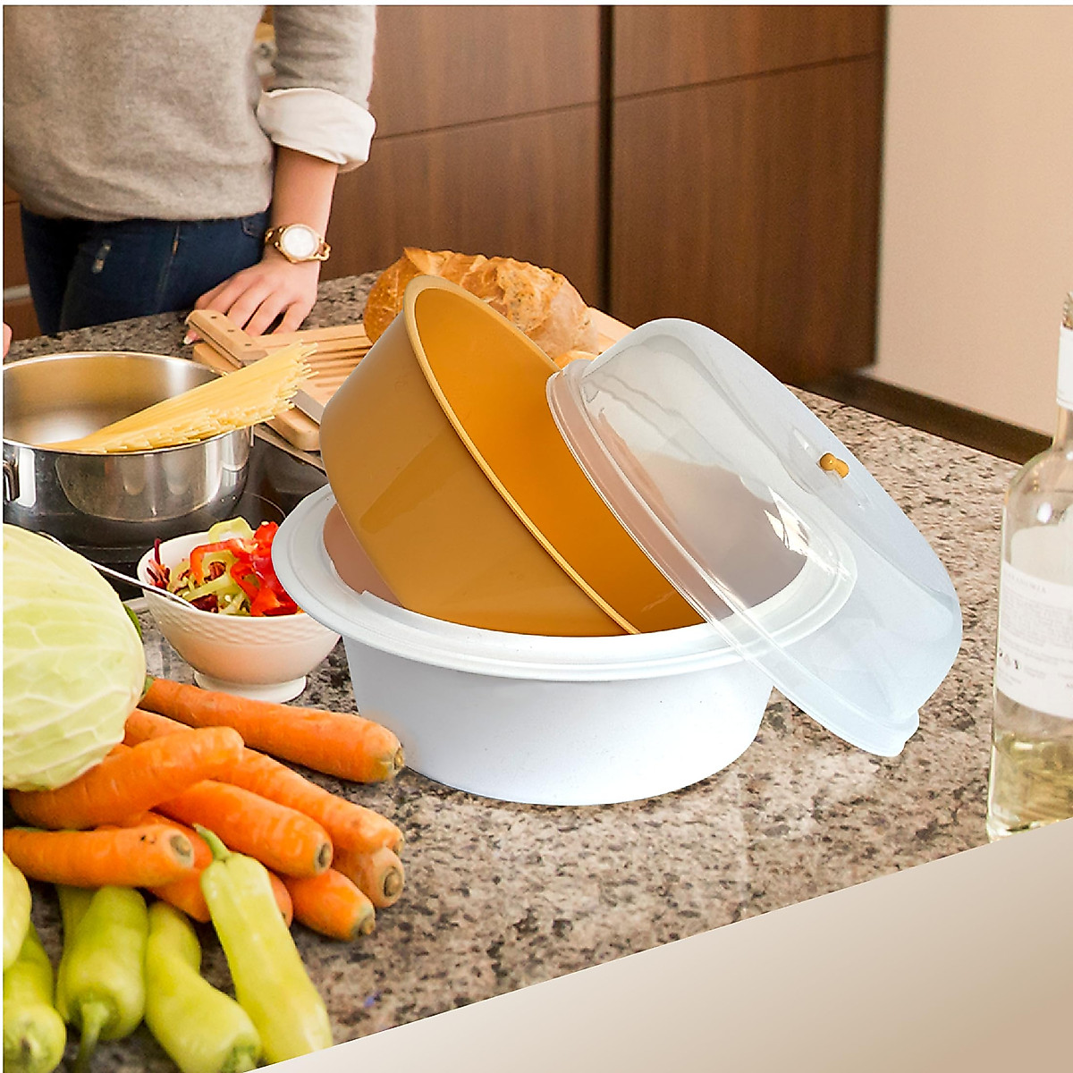 Trenton Gifts Microwave Steamer for Vegetables - Veggie Steamer Microwavable, Ideal for Cooking Fresh Vegetables. BPA Free, Dishwasher Safe