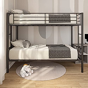 ZEROFEEL Twin Over Twin Metal Bunk Bed Frame, CPC Certified, Heavy Duty Space-Saving Design,Easy Assembly with Safety Guard Rails & 2 Side Ladder for Adults Children Teens