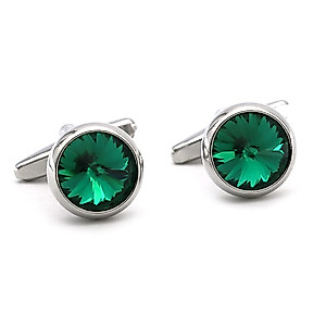 iGame Men's Luxury Crystal Cufflinks Green Color Stone Quality Wedding Cuff Links with Gift Box