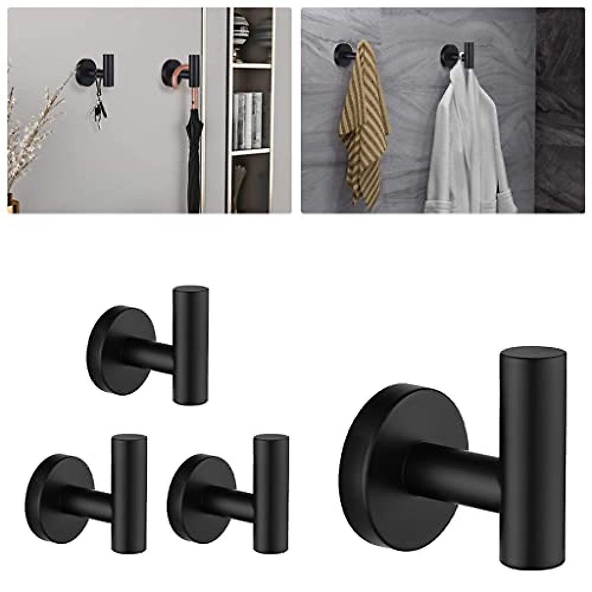 WODMB Robe Hat Hook Holder Stainless Steel Self Adhesive Wall Coat Rack Key Holder Towel Hooks Hanging Bathroom Accessories
