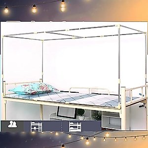 AdeptT Stainless Steel Canopy Bed Frame Post Minimalist Bed Frame Post Poles Retractable Four Corner Bed Bracket Fit for Metal Bed Wood Bed Single Bunk Bed Dormitory,C