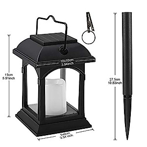 Solar Lanterns Outdoor Hanging Solar Lights, ANDEFINE Decorative Solar Lawn Lamp Flickering Candle Effect Light with Stake for Garden/Patio/Yard/Table/Umbrella/Landscape (4 Pack)